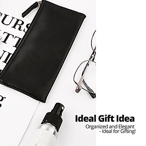 YAFIYGI Black Pencil Case Pen Pouch for Purse PU Pen Case Small Black Pouch with Zipper for Travel Toiletries and Accessories Slim and Stylish Pouch for Women Pens Markers Makeups Change Pouch