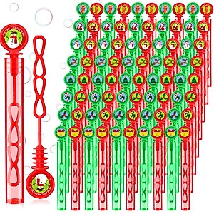 Hiboom 300 Pieces Christmas Bubble Wands Mini Bubble Wands Bulk Christmas Bubbles Party Favors for Boys Girls Adults Christmas Party Favors Classroom Prizes Stocking Stuffers, No Bubble Liquid