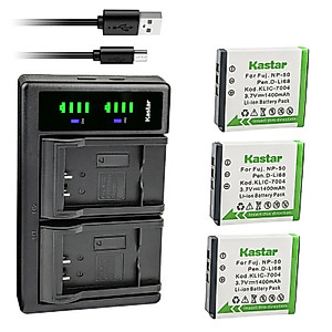 Kastar 3-Pack SX-50 Battery and LTD2 USB Charger Replacement for SiOnyx Aurora SX-50 SX50 Battery, SiOnyx Aurora IR Night Vision Camera, SiOnyx Aurora Sport Water-Resistant IR Night Vision Camera