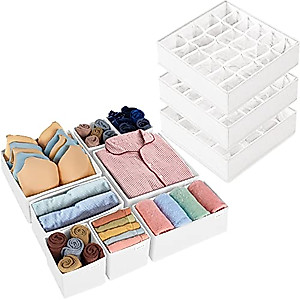 Criusia 11 Pack Underwear Drawer Organizers, Foldable Fabric Closet Cabinet Organization and Tear-Resistant Storage Boxes for Sock, Toys, Underwear, Bra, Clothes, Ties