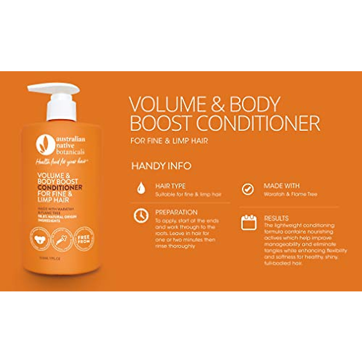 Australian Native Botanicals Natural Conditioner For Vegan Sulfate Free Conditioner For Men & WomenFine, Limp & Oily Hair, 17 Fl Oz