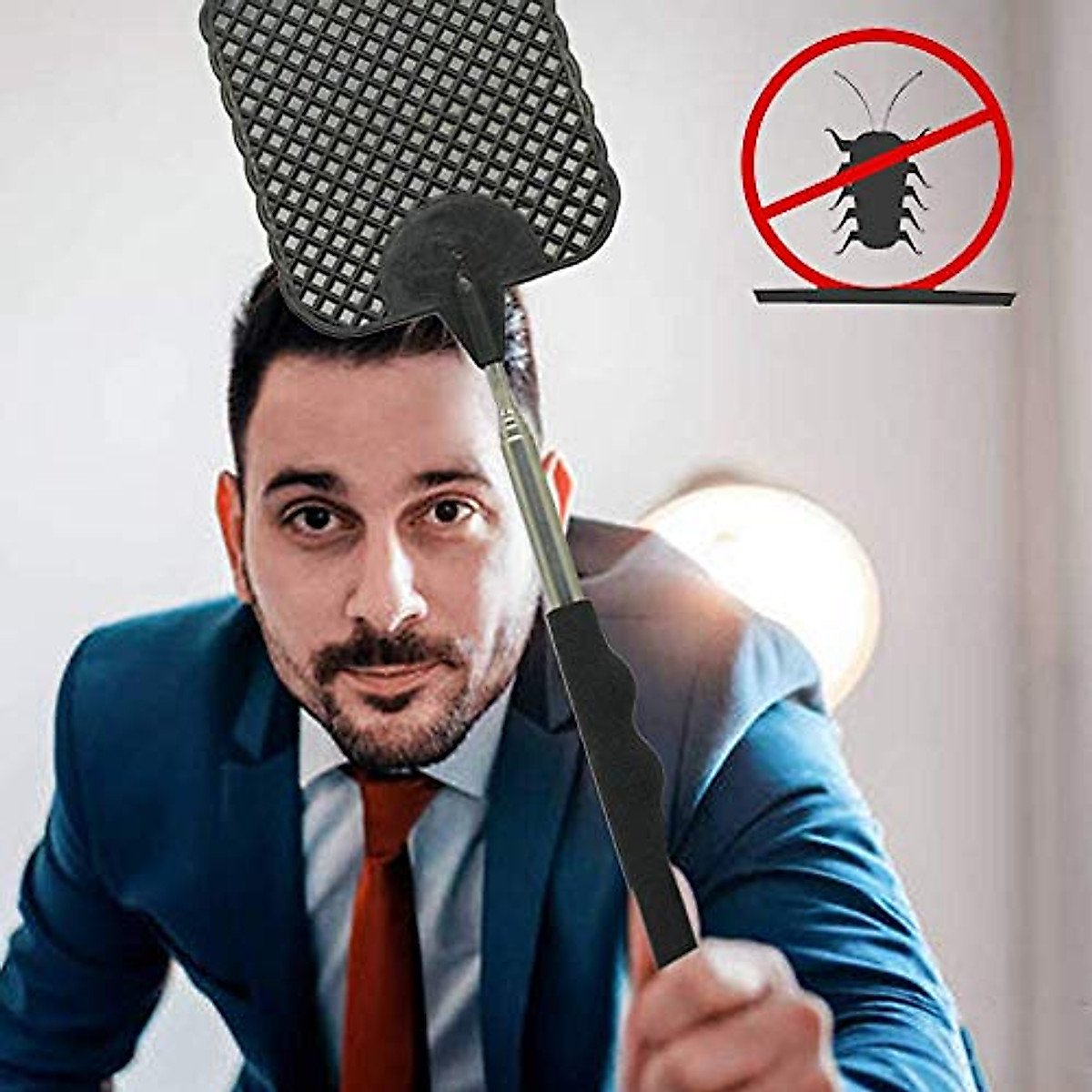 CUNYA 5 Pcs Extendable Fly Swatter Heavy Duty, Manual Swat Pest Control with Stainless Steel Adjustable Handle, Lightweight Durable Telescopic Fly Swatters