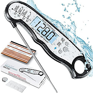 Digital Meat Thermometer, Waterproof Instant Read Food Thermometer for Cooking and Grilling, Kitchen Gadgets, Accessories with Backlight & Calibration for Candy, BBQ Grill, Liquids, Beef, Turkey