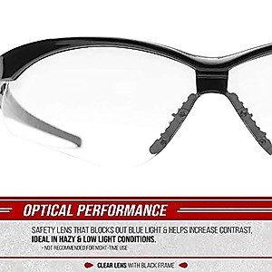 Optic Max Safety Glasses Scratch Resistant Lens Flexible Frame, 12 Pairs