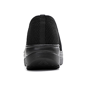 RUIDENG Womens Slip On Sneakers Breathable | Loafers for Women Comfort Standing | Platform Shoes Comfy Walking | Thick Bottom All Black Size 6