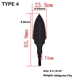 ZSHJGJR Hunting Broadheads Traditional Hunting Arrow Heads 200/300 Grain Solid Metal Screw-in Arrow Tips for Archery Target Hunting Shooting 3/6 Pack (Type 4, 6)