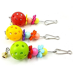 Gilroy Parrot Hanging Ornaments Ball Bell Flower Design Bite Toy Chew Swing Bird Tool, Random Color
