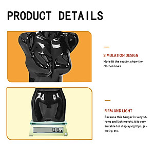 4PCS Female Male Mannequin Torso Dress Form Sewing Manikin 27 Inch 30 Inch Height Dress Model Mannequin Display Head Dress Mannequin Clothing Form Metal Hook (27inch, Black)