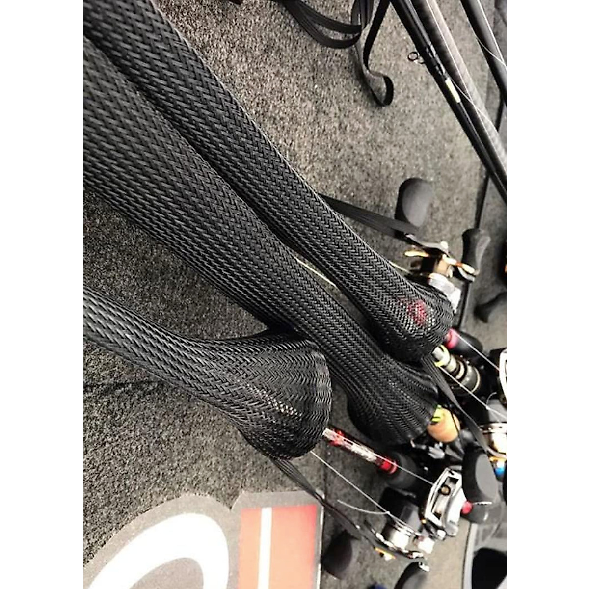 FASANIY Fishing Rod Sock Mesh Sleeve Rod Cover Braided Mesh Rod Protector Pole Gloves Fishing Tools for Fly, Spinning, Casting, Sea Fishing Rod (Silver Gray Color Set (10pc))