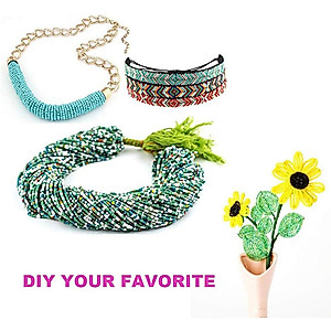 EuTengHao 6000pcs Glass Seed Beads Small Craft Beads for DIY Bracelet Necklaces Crafting Jewelry Making Supplies with Two 0.8mm Clear Bracelet String (4mm, 250 Per Color, 24 Colors)