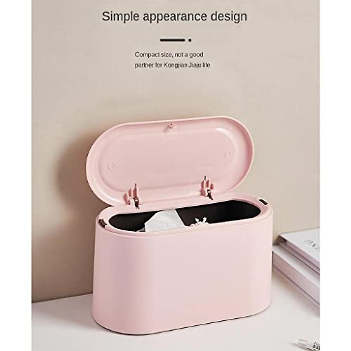Leefasy Desk Trash Can Wastebasket Or Recycling Bin Garbage Waste Trash Bucket Lid Dust Bin for Home Or Office, Pink