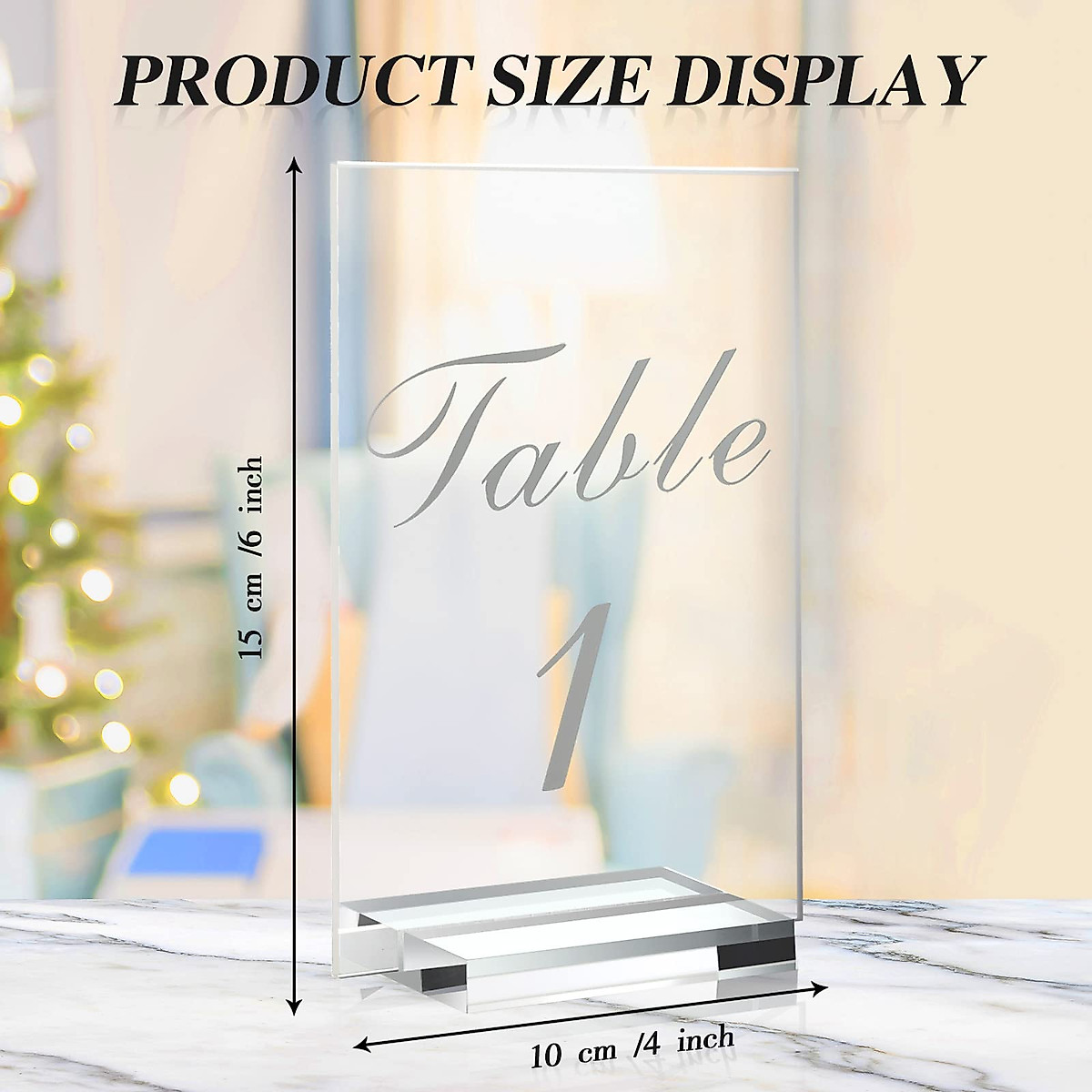 20 Pieces Wedding Table Numbers Acrylic Table Number Holder Wedding Numbers 4 x 6 Inches Clear Acrylic Table Numbers with 20 Pieces Display Stand Table Number Signs for Wedding Reception (1-20 Print)