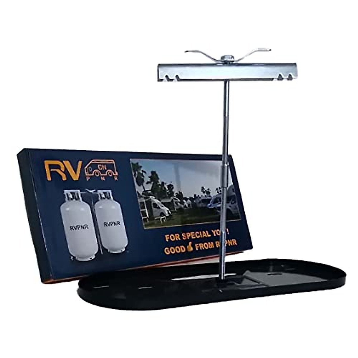 RVPNR RV Dual Propane Tank Mounting Rack 40lb,30lb and 20ld Tanks for Camper and Travel Trailers with Different Connecting Pipes, Black