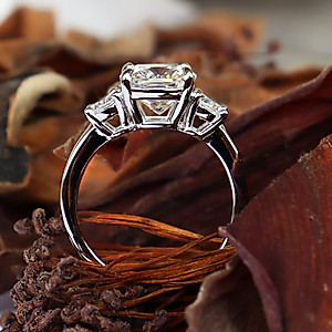 Jolics 8 * 8mm 2.5 CT Cushion Cut D Color VVS1 Moissanite Engagement Ring 925 Sterling Silver Eternity 4 Prong Setting size 5-10 (Moissanite, 6.5)