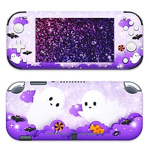BelugaDesign Ghost Switch Skin | Halloween Spooky Cute Anime Cartoon Pastel Sticker Wrap Vinyl Decal | Kawaii Gothic Kids Girls Japanese l Compatible with Nintendo Switch (Switch Lite, Purple)