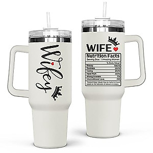 WISSBY Gifts for Wife - Wife Gifts from Husband - Birthday Gifts for Wife from Husband - Romantic Gift for Her, Wife - Gifts for Her Anniversary, Wife Birthday Gifts Ideas - 40Oz Tumbler with Handle