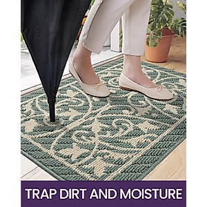 DEXI Front Door Mat Entryway, Inside Entrance Doormat, Non Slip Washable Entry Mats, 23.5x35.5,Dark Sea Green