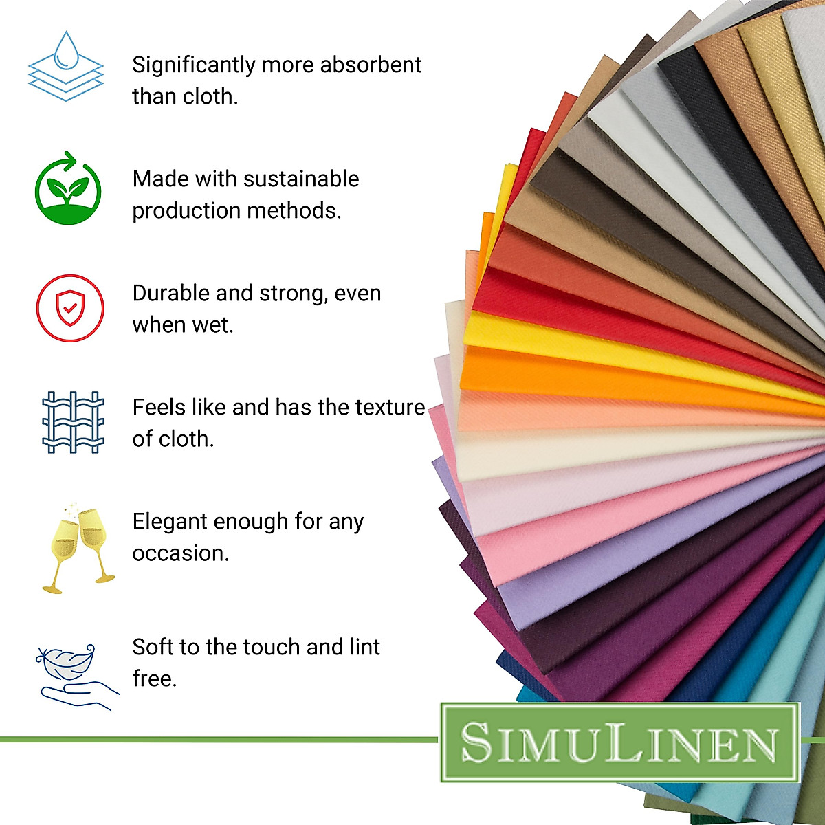 SimuLinen Olive Green Linen Feel Disposable Dinner Napkins - Kosher Cloth-Like Airlaid Wedding Napkins, 16"x16", Box of 50