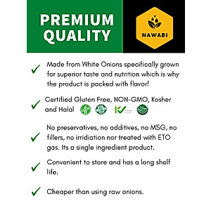 Chopped Onion : 100% Natural, No Preservatives, Real Taste, Substitute for Raw Onions, GMO Free, Gluten Free, Kosher Certified | By Nawabi