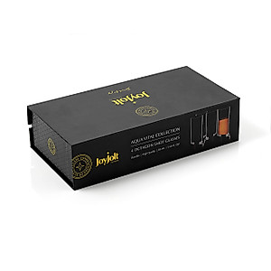 JoyJolt Aqua Vitae Shot Glass Set of 4. Crystal Shot Glasses, Round Clear Shot Glasses Set with Octagon Base. 1 – 2 oz Cups for Tequila, Limoncello, Vodka or Aperitif. Fun Christmas Gifts