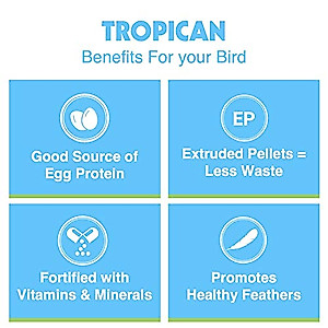 HARI Tropican Bird Food for Finches, Budgies, And Canaries, Hagen Parrot Food with Egg Granules, 8 lb Bag