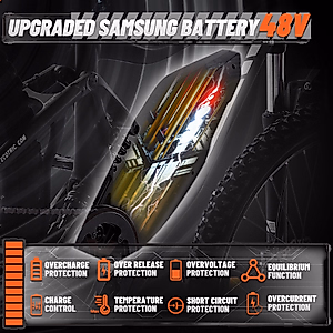 ECOTRIC Samsung Cells Electric Bike Bicycle 750W 48V 12AH Battery 26" E-Bike 23.6MPH Adult Mountain Bike Beach Snow Ebike New Designed Central Shock Absorber