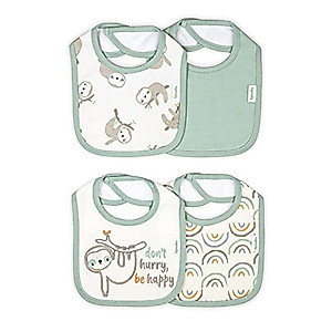 Ingenuity Easy Eater 4-Pack Absorbent Terry-Backed Cotton Baby Bib Set for Eating or Teething - Grazy