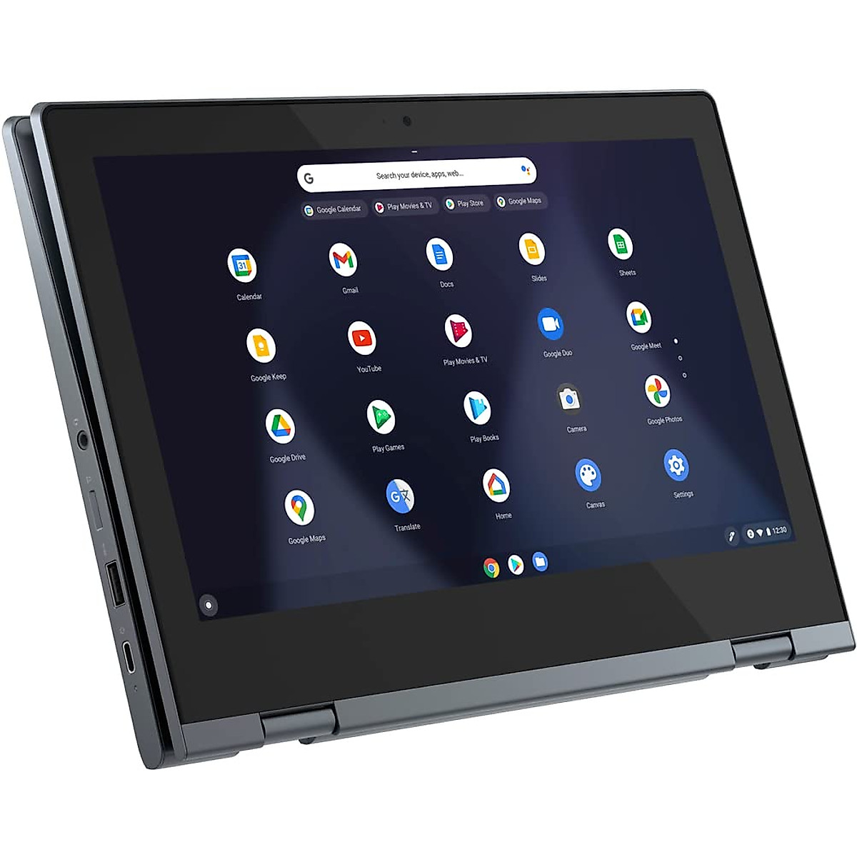 2022 lenovo Flex 3 Chromebook 11.6" 2-in-1 HD Touchscreen Laptop, Intel Celeron N4020 Processor, 4GB RAM, 64GB eMMC Flash Memory, HD Webcam, Chrome OS, Abyss Blue, 128GB Snowbell USB Card