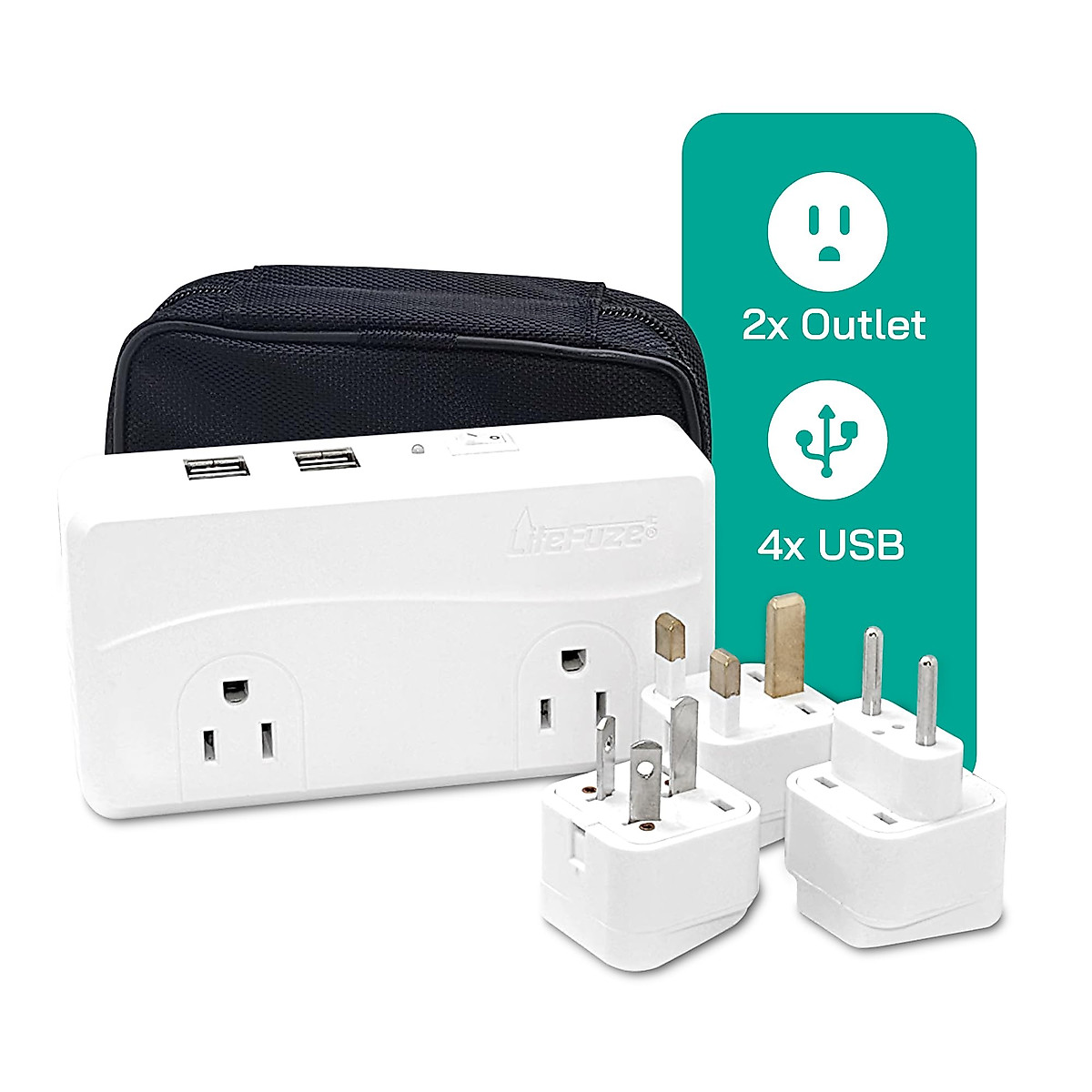 LiteFuze 200W Travel Compact Voltage 220V 50hz to 110V 60Hz Converter - for Clippers, Shavers, Trimmers - EU AU UK Adapter