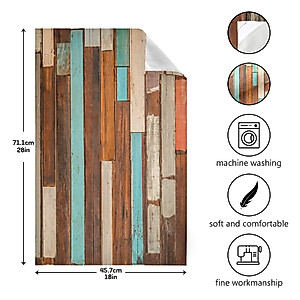 ALAZA Teal Gray Brown Farmhouse Wood Planks Decorative Kitchen Dish Towels Set of 4,Soft and Absorbent Kitchen Hand Towels Home Cleaning Towels Dishcloths,18 x 28 Inch