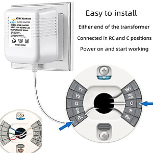 24V Doorbell Transformer Adapter Compatible with Nest Honeywell Ecobee Sensis All Versions of Ring Video Doorbells Thermostats Power Supply Adapter (26FT White, 12.0, Watts)