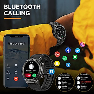 Smart Watch for Men with Bluetooth Call 1.32" HD Military Tactical Sports Watch Fitness Tracker with Heart Rate Sleep Monitor Pedometer Rugged Smartwatch Compatible with iPhone Samsung Android Phones