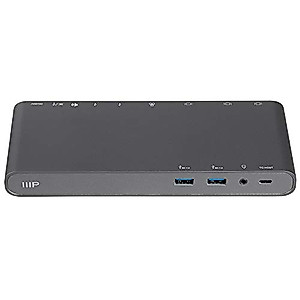 Monoprice USB-C Dual-Monitor Docking Station for USB-C Laptops, MST and Power Delivery up to 100 Watts with USB-C Cable, 4K@30Hz, 3.5mm Audio Outputs, Supports Windows, MacOS, Chrome OS, and Linux