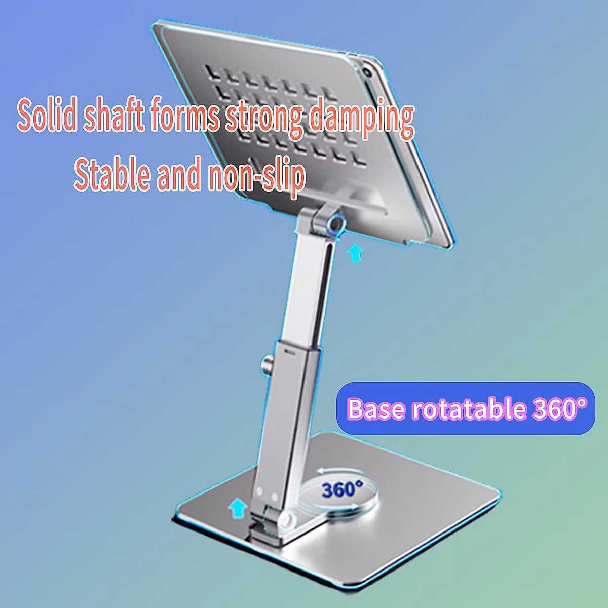 GuaziV Aluminum Tablet Stand, 360°Rotating Base Folding iPad Desk Stand, Adjustable Tablet Stand for iPad Air 4/Mini, iPad 10.2/9.7, Kindle, E-Reader, Fire and 4.7"-13.5" Cell Phone & Tablets