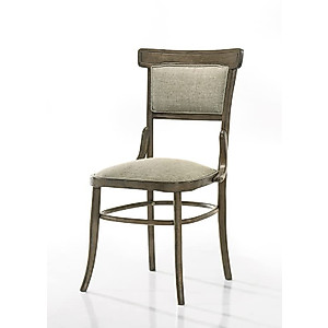 Lilola Home Bistro Vintage Walnut Dining Table with Extension Leaf and Off White Fabric Dining Chairs