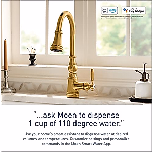 Moen S73004EVC Weymouth Smart Touchless Pull Down Sprayer Kitchen Faucet with Voice Control and Power Boost, Chrome