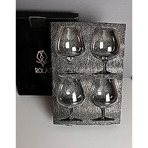 ROLATO Cognac Brandy Crystal Small Glasses Snifter, Set of 4 - Handcrafted - Good for Bourbon Whiskey - 15-ounce