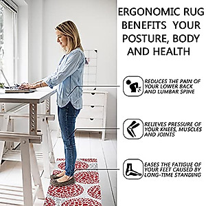 Homcomoda Boho Kitchen Rugs Sets 2 Piece Cushioned Anti Fatigue Kitchen Mats for Floor Non Slip Waterproof Comfort Mats for Kitchen Laundry Office