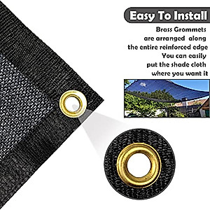 Vocray 70% 10ftx20ft Black Sunblock Shade Cloth Taped Edge with Grommets UV Resistant Net, Garden Sun Shade Mesh Trap for Plant Cover, Greenhouse, Patio Lawn