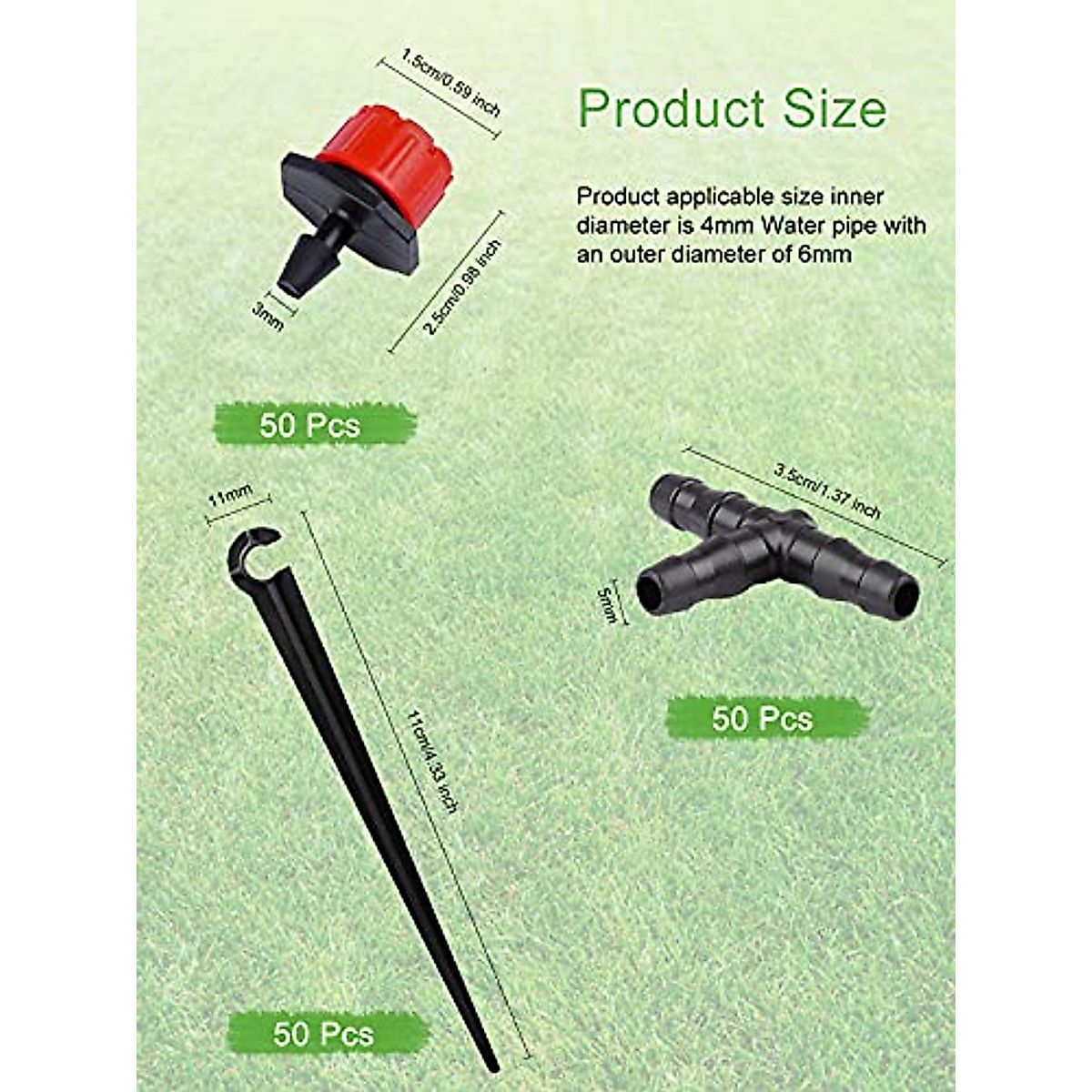 Kalolary 150PCS Drip Irrigation Kit Accessories Plant Watering System Adjustable Micro Flow Drip Irrigation Dripper DIY Automatic Irrigation Set for Gardens, Lawns, Greenhouses