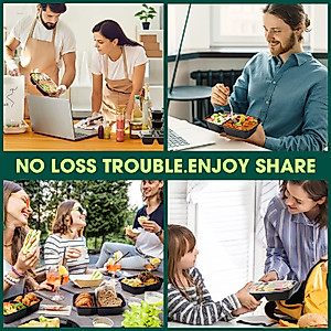 Glotoch 50 Pack 32 oz Meal Prep Container, 2 Compartment Food Containers with Lids To Go Containers, Black Plastic Containers for Lunch-Microwave, Freezer, Dishwasher Safe, Eco-Friendly