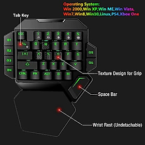 Cakce RGB One Handed Mechanical Gaming Keyboard,Colorful Backlit Professional Gaming Keyboard with Wrist Rest Support,USB Wired Single Hand Mechanical Keyboard for Game