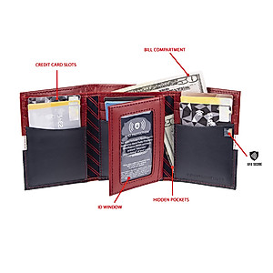 Tommy Hilfiger Big Skinny Wallet - Leather Wallets for Men Slim Thin Trifold with RFID Blocking Security and ID Window, Red/White/Blue, One Size