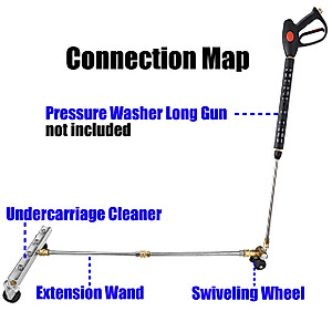 M MINGLE Pressure Washer Undercarriage Cleaner, Under Car Washer, with Swivel Wheel and 2 Extension Wand, 4000 PSI