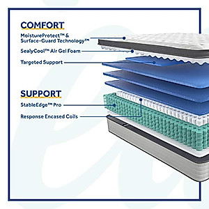 Sealy Posturepedic Spring Summer Rose Euro Pillowtop Soft Feel Mattress and 5-Inch Foundation, Queen