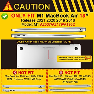 Batianda Shockproof Matte Case for MacBook Air 13 Inch 2020 2019 2018 Model A2337 M1 A2179 A1932 with Touch ID, Heavy Duty Hard Shell Case with Fold Kickstand & Keyboard Cover Skin, Lavender Gray