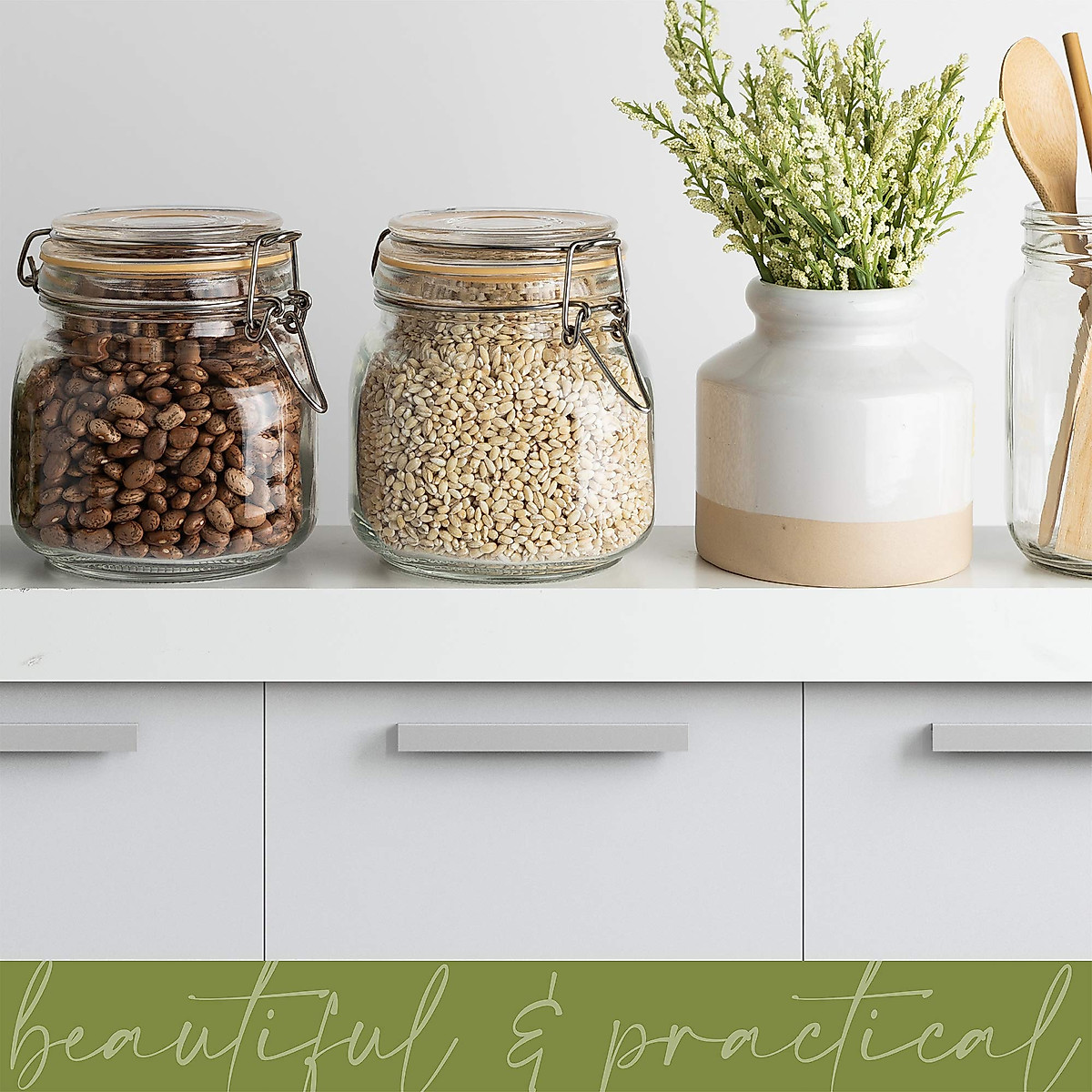 Galashield Glass Jars with Lids Food Storage Jars with Airtight Lids Leak Proof Glass Canisters Kitchen Jars [Set of 2-25 oz]