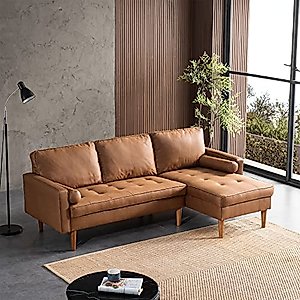 XIZZI Convertible Sectional Sofa Couch L Shaped Sofa 3-Seat Couch with Chaise for Living Room,L Shaped 83 inches Brown Right Chaise