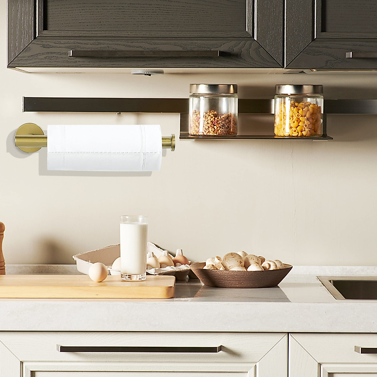 Hand Towel Holder for Bathroom, Brushed Gold Hand Towel Bar, SUS304 Stainless Steel Hand Towel Hanger, Wall Mounted Small Hand Towel Ring, 9 Inch Round Heavy Duty Towel Rack for Bathroom, Kitche