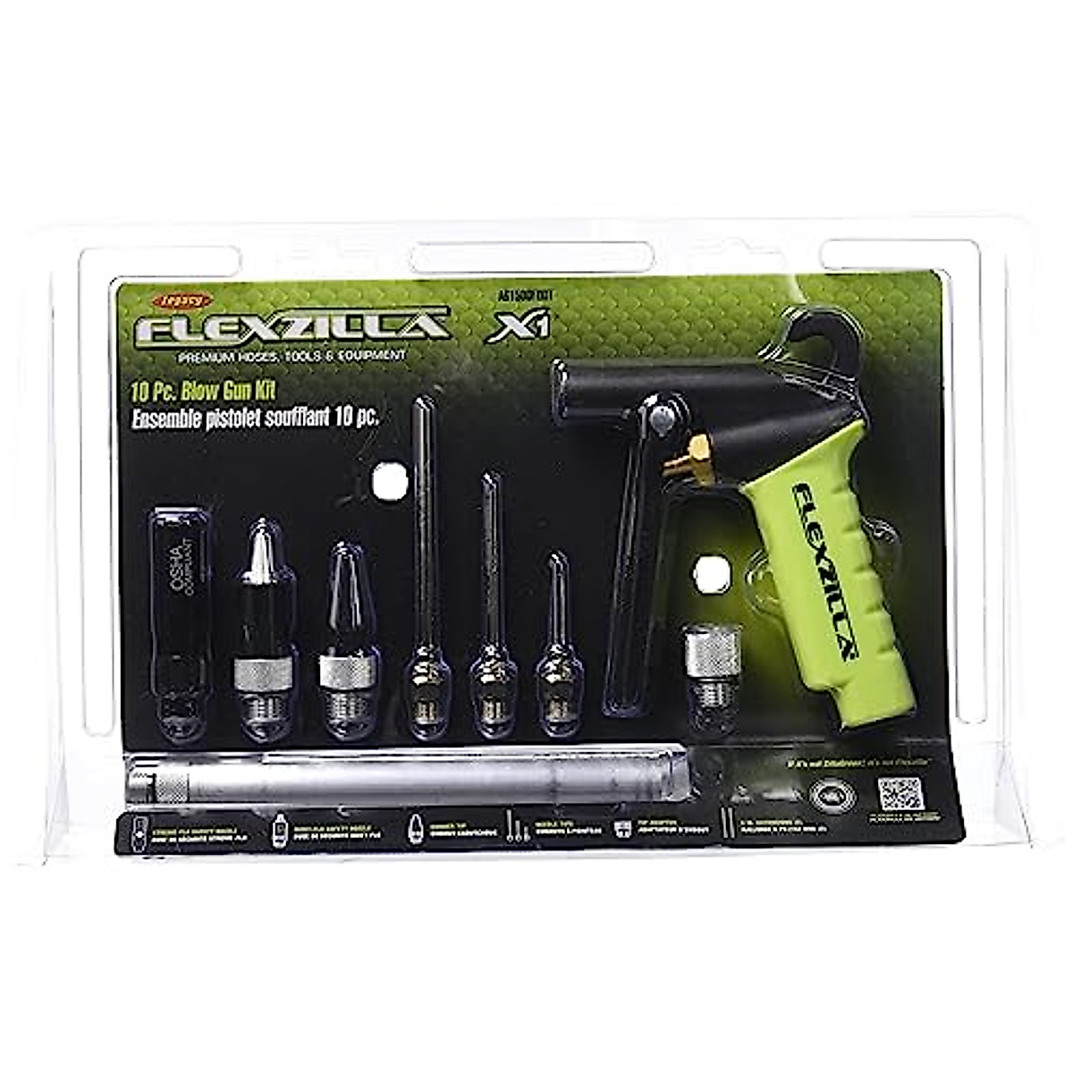Flexzilla X1 Blow Gun Kit, 10-Piece, ZillaGreen - AG1500FZKIT